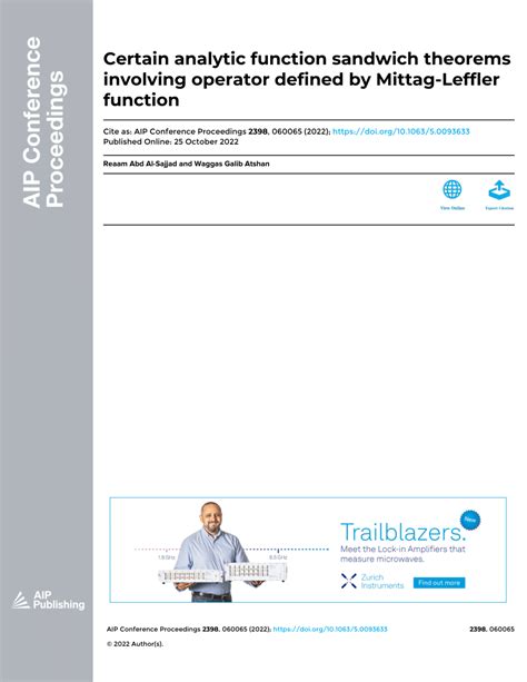 Pdf Certain Analytic Function Sandwich Theorems Involving Operator Defined By Mittag Leffler