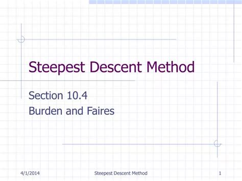 Ppt Steepest Descent Method Powerpoint Presentation Free Download
