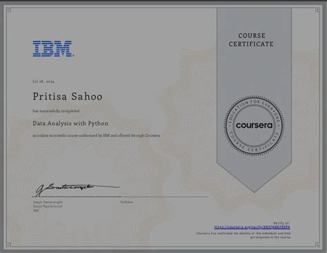 Pritisa Sahoo On Linkedin Successfully Completed The Course On Data Analysis With Python From