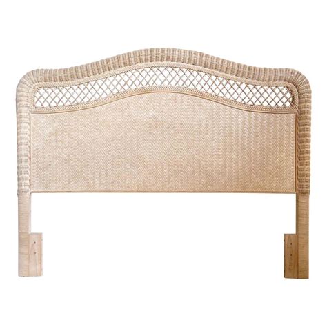 Boho Chic White Washed Wicker Twin Size Headboards By Henry Link A