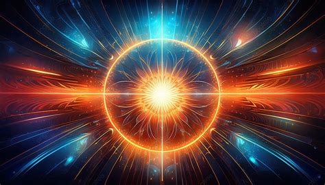 Abstract Digital Art With Glowing Lines And A Bright Circular Light Source In The Center