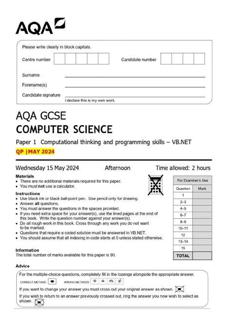 Aqa Gcse Computer Science Paper 1 Computational Thinking And