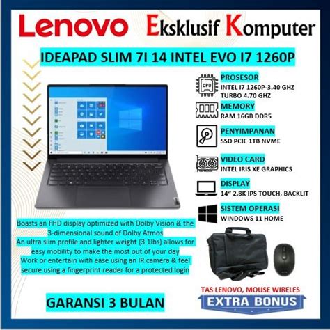 Jual Lenovo Ideapad Slim I Intel Evo I P Ram Gb Ddr Tb Ssd Iris Xe K Touch Bl