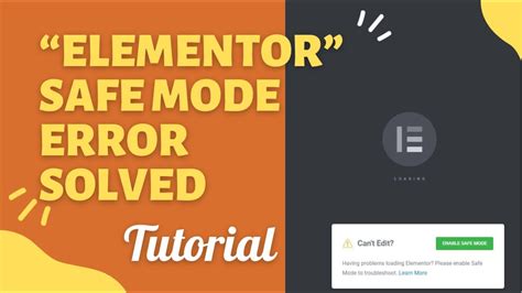 How To Fix Elementor Plugin Enable Safe Mode Error In Wordpress Website In English 2022 Youtube
