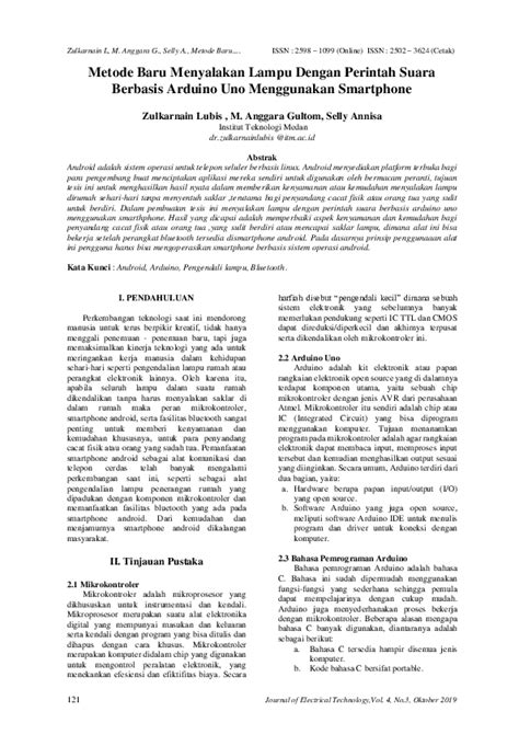 Pdf Metode Baru Menyalakan Lampu Dengan Perintah Suara Berbasis