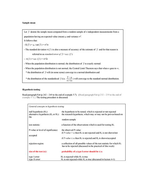 Tekst Module 2 Hypothesis Testing Sample Mean Hypothesis Testing Read Paragraph 5 P 242 249