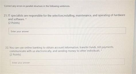 solved correct any errors in parallel structure in the following 1 answer transtutors