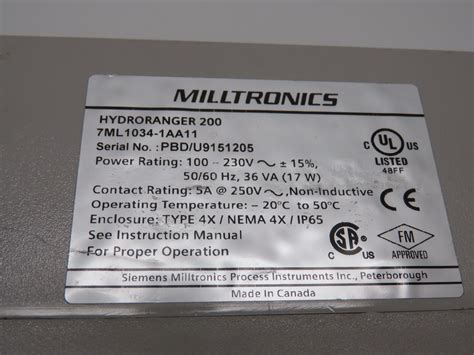 Siemens Milltronics Hydroranger 200 Ultrasonic Level Controller 7ml103 Express Lab Werks Llc