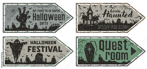 Halloween Set Of Pointer Posters For Mystery Party Collection Of