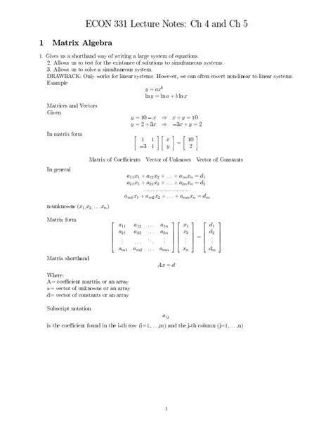 331 Notes Matrix Pdf Matrix Mathematics Abstract Algebra