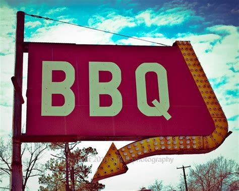 Fine Art Photography Bbq Sign Restaurant Decor Retro Sign Neon