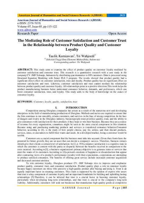 Pdf The Mediating Role Of Customer Satisfaction And Customer Trust In The Relationship Between
