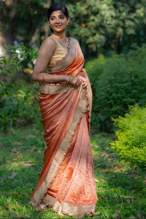 Buy Orange Banarasi Tissue Saree For Wedding I Love Sarees I Love