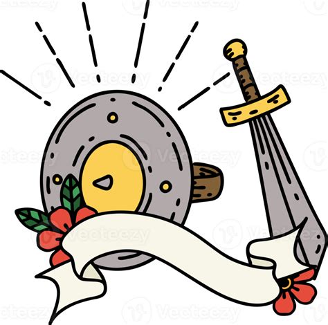 Scroll Banner With Tattoo Style Shield And Sword 41014920 Png Scroll Banner With Tattoo Style Shield And Sword 41014920 Png