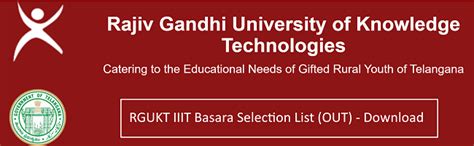 Rgukt Iiit Basara Selection List 2023 Link Out03 July Basara Iiit