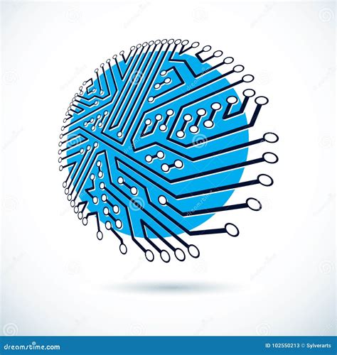 vector technology cpu design with circular microprocessor scheme stock vector illustration of