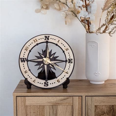 Compass Clock Wooden Compass Clock Sailor T Modern Wall Clock