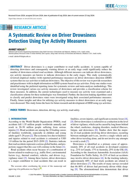 A Systematic Review On Driver Drowsiness Detection Using Eye Activity Measures Pdf