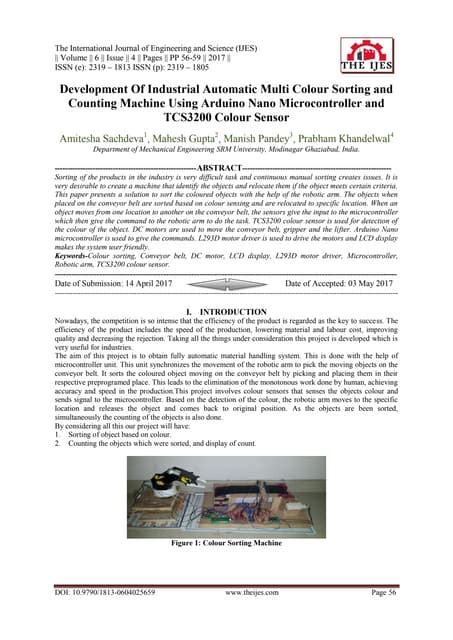 Development Of Industrial Automatic Multi Colour Sorting And Counting