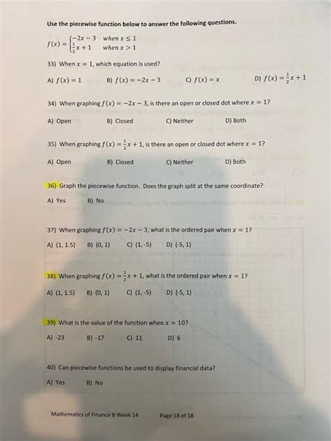 Solved Use The Piecewise Function Below To Answer The