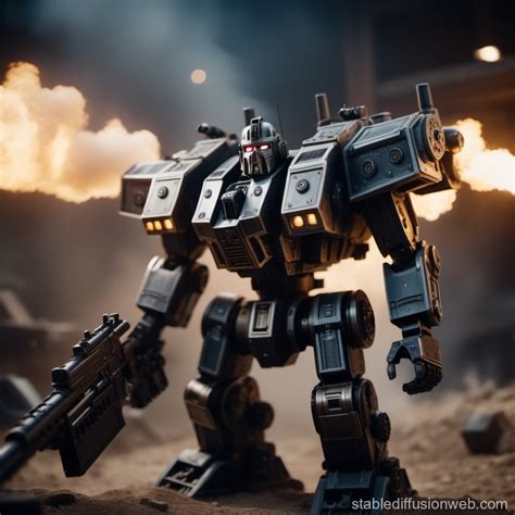 Devastator Automaton From Helldivers 2 With A Twin Barrel Gun Instead