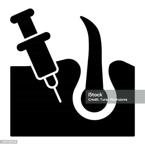 모낭과 주사기 단단한 아이콘 주사 개념 흰색 배경에 탈모 치료 표지판 모바일용 글리프에 주사기로 탈모 주사 벡터 그래픽 0명에 대한 스톡 벡터 아트 및 기타 이미지 Istock