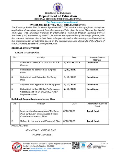 Performance Commitment Pdf