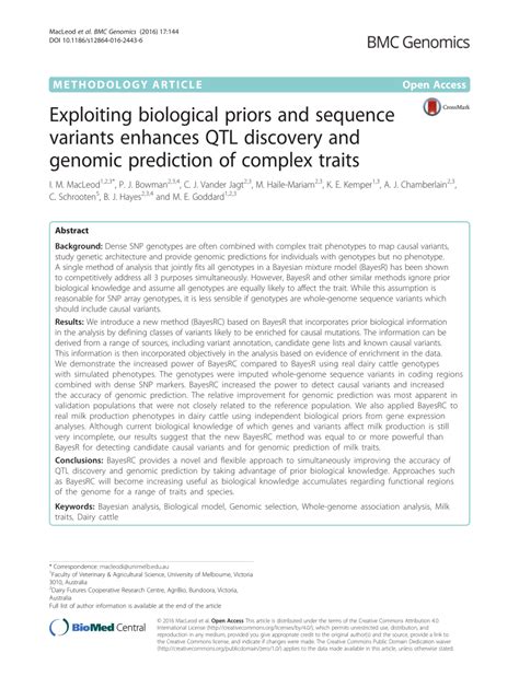 Pdf Exploiting Biological Priors And Sequence Variants Enhances Qtl Discovery And Genomic