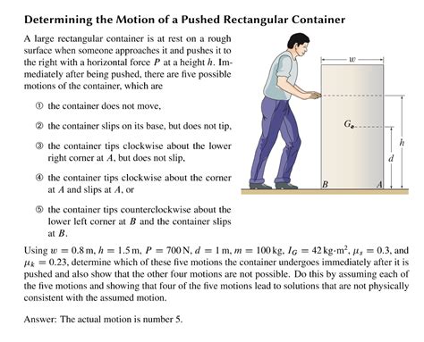 Solved Determining The Motion Of A Pushed Rectangular Chegg Com