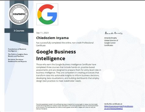 Chiedoziem Inyama On Linkedin Dataanalysis Businessintelligence Certification