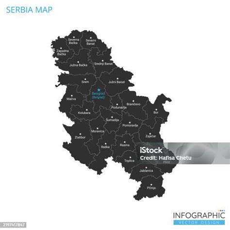 세르비아 국가 정치 행정지도 상세한 벡터 일러스트 레이 션 와 함께 나누기 주 수도 이름 개요 단순성 스타일 0명에 대한 스톡 벡터 아트 및 기타 이미지 Istock