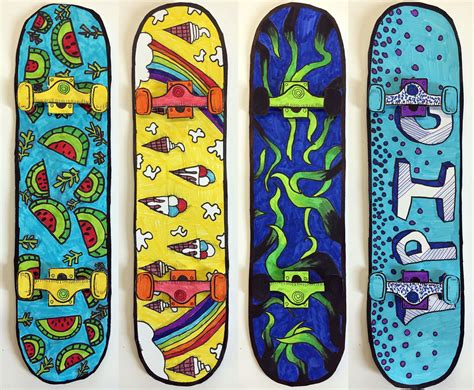 Skateboard Decks — Art Room Projects Skateboard Deck Art Skateboard Art Sport Art Projects