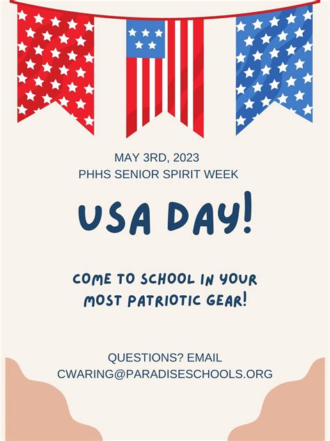 Phhs Senior Spirit Week Wednesday Is Usa Day Paradise Honors High