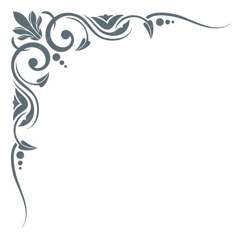 Decorative Corner With Swirls And Vines Retro Style Border Isolated On