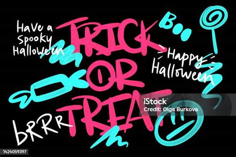 도시 타이포그래피 거리 예술 낙서 스프레이 스플래시 효과로 슬로건을 트릭하거나 치료하십시오 할로윈 파티 개념 그래픽 티 티셔츠 또는 스웨트 셔츠를 인쇄하십시오