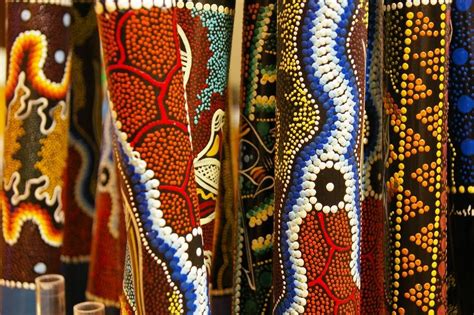 Didgeridoos Art Aborigène Peinture Aborigène Bâtons Peints