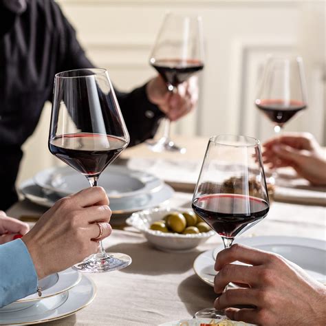 Krosno Red Wine Glasses Set Of 6 490 Ml Crystal Wine Glasses Flat