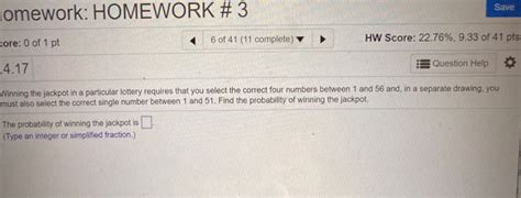 Solved Save Omework Homework 3 Core 0 Of 1 Pt 6 Of 41 11