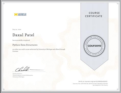 Daxal Patel On Linkedin Python Pythondatastructures Coursera Universityofmichigan