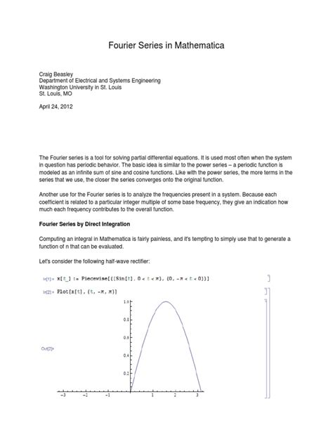 Mathematica Fourier Series Pdf Pdf Series Mathematics Fourier Series