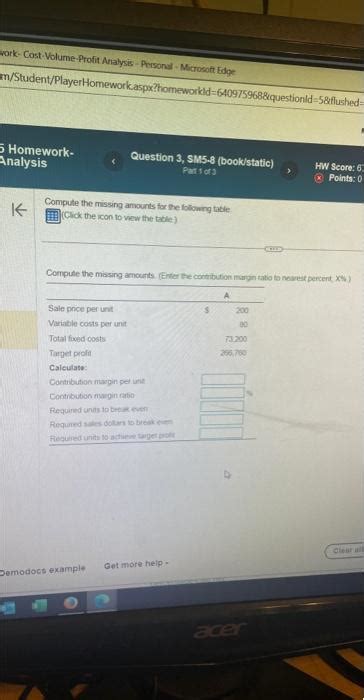 Solved Compute The Missing Anounts For The Folowing Table