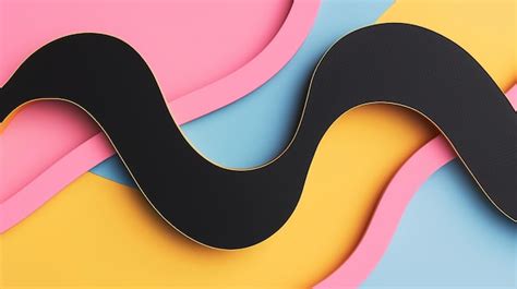 Playful S Shaped Curve In Black Pink Blue And Yellow On A Solid Backdrop Premium Ai Generated