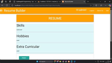 Resume Builder Web Application Project In Php Source Code