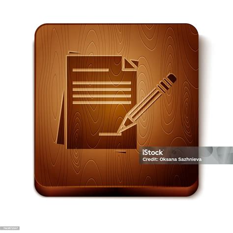 흰색 배경에 격리 된 지우개 아이콘이있는 갈색 빈 노트북과 연필 종이와 연필 나무 사각형 버튼입니다 벡터 일러스트레이션 개념에 대한 스톡 벡터 아트 및 기타 이미지 Istock