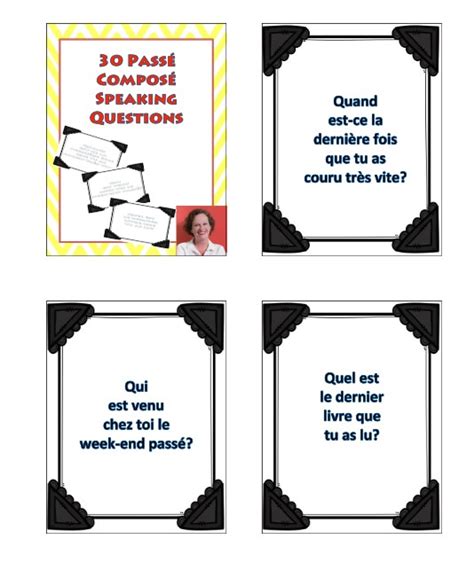 30 Speaking Questions In The French Passe Compose By Teach Simple