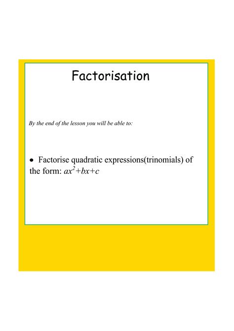 Factorising Quadratic Expressions 2 Pdf