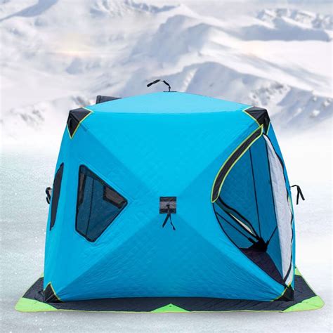 겨울 얼음 낚시 텐트 하우스 방한 보온 두꺼운 자동 야외 캠핑 장비 면 방풍 텐트 여행텐트 Aliexpress