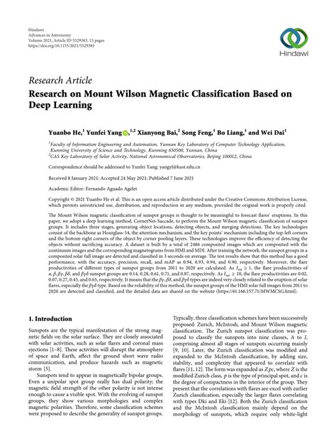 Pdf Research On Mount Wilson Magnetic Classification Based On Deep