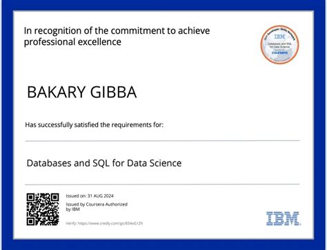Bakary Gibba On Linkedin Datascience Sql Python Ibm Coursera