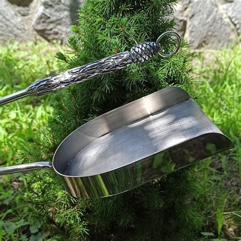 Pine Cone Hand Forged Shovel For Grill Ash Scoop Fireplace Bbq Fire